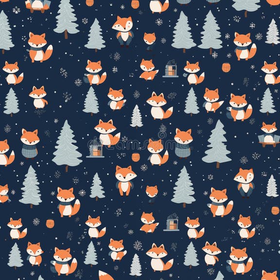 Cute Forest Pattern Generative Ai Stock Illustration - Illustration of ...