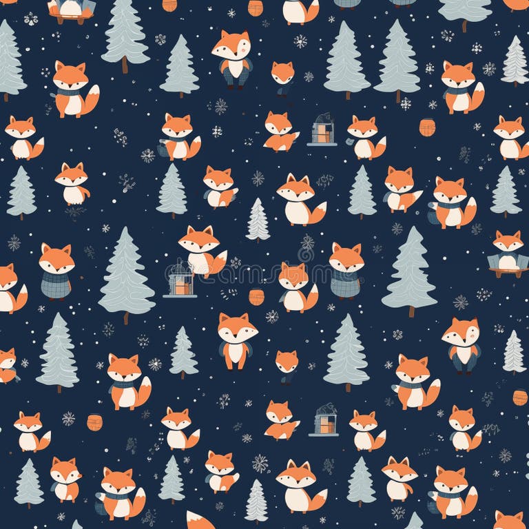 Cute Forest Pattern Generative Ai Stock Illustration - Illustration of ...