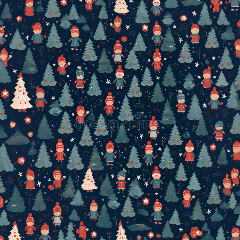Cute Forest Pattern Generative Ai Stock Illustration - Illustration of ...