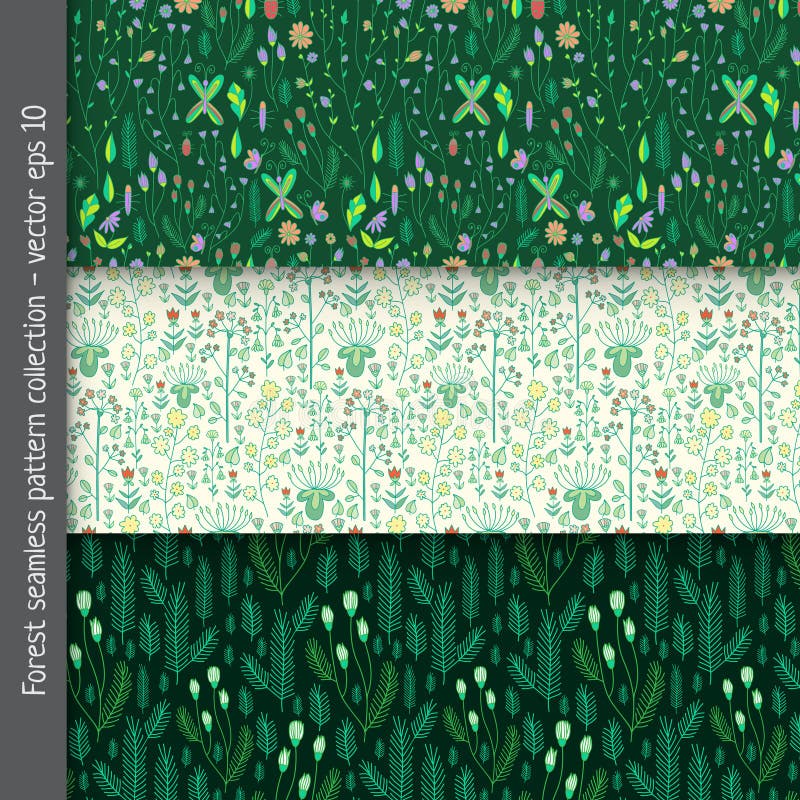 Forest pattern set stock vector. Illustration of elegance - 56985629