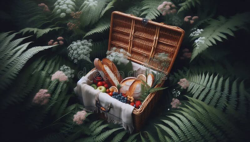 A Forest Picnic Setup, Ai Generated Image Stock Illustration ...