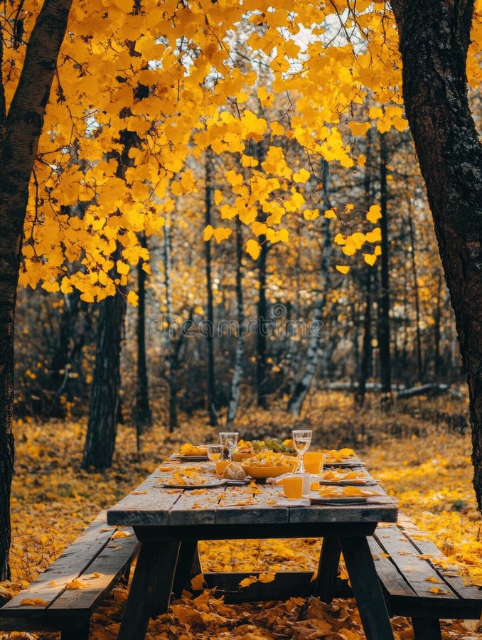 Forest Picnic Table stock image. Image of leisure, scenery - 380333977