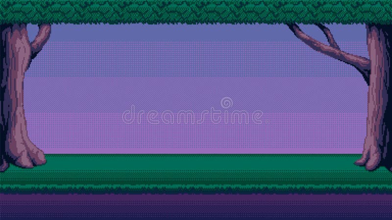 Night Forest Pixel Art Background. 2d Backdrop for 8-bit Retro Video ...