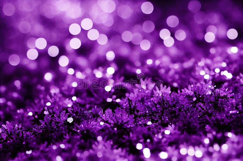 Forest Plants at Night in Shining Moonlight in Purple Tones with Light ...