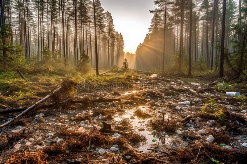 Forest Pollution with Garbage, Environmental, Ecological Disaster ...
