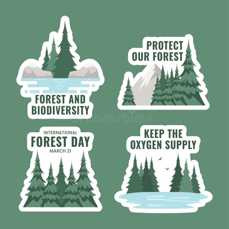 Forest Protection Campaign Social Media Label Illustration Stock Vector ...