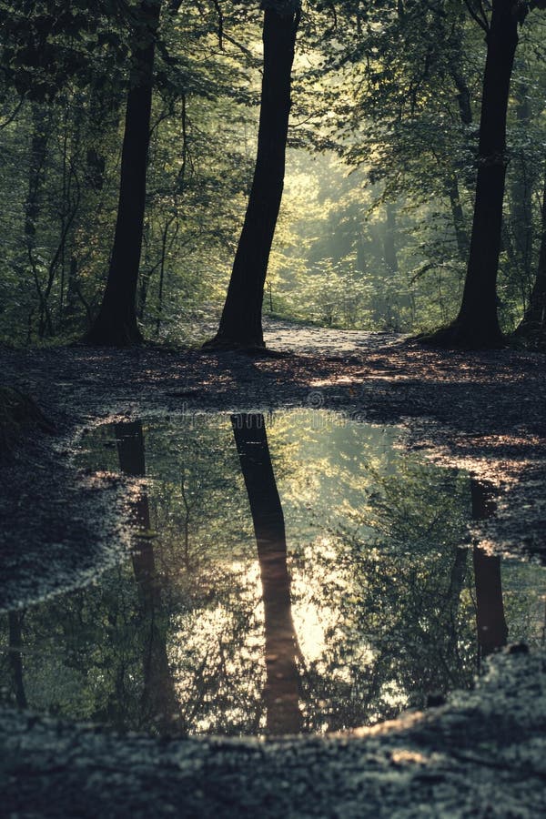 Forest Puddle stock image. Image of serene, pond, nature - 378063517