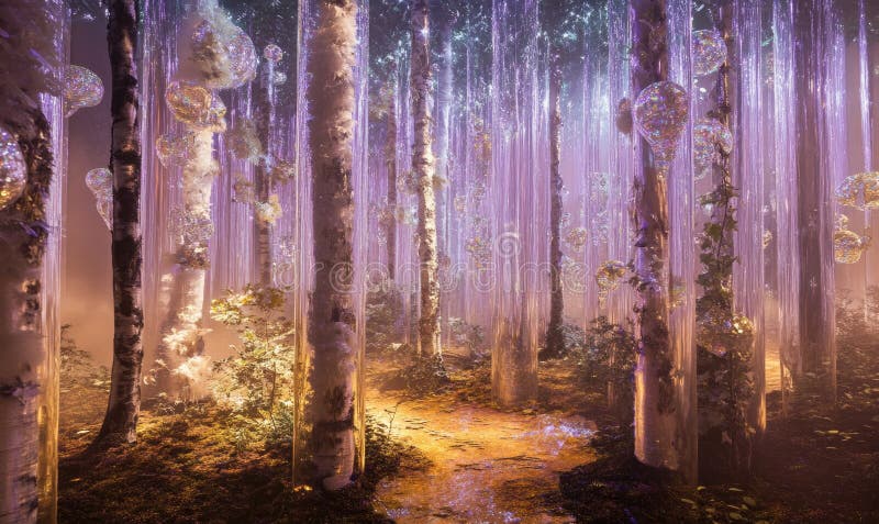 A Forest with Purple Trees and a Path Stock Image - Image of nature ...