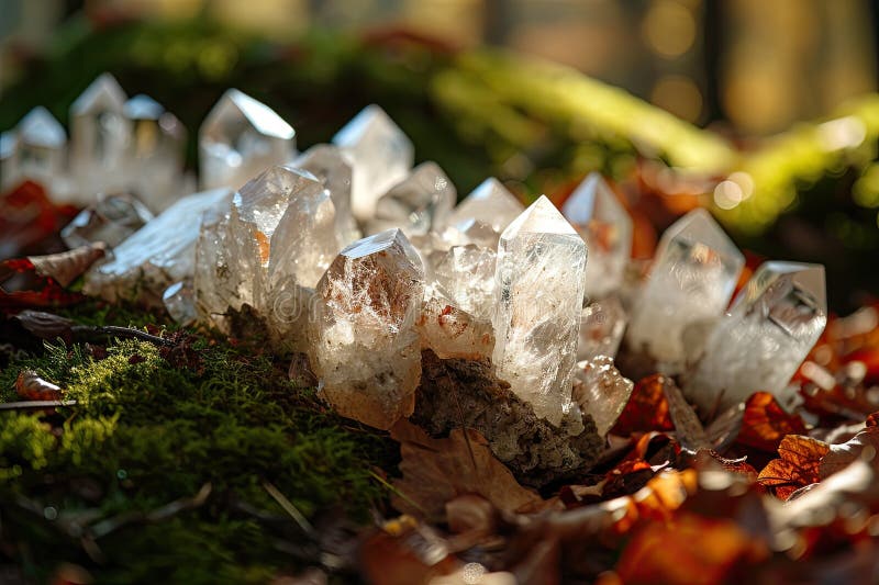 Forest Quartz Gemstones on Natural Background for Esoteric Magic ...