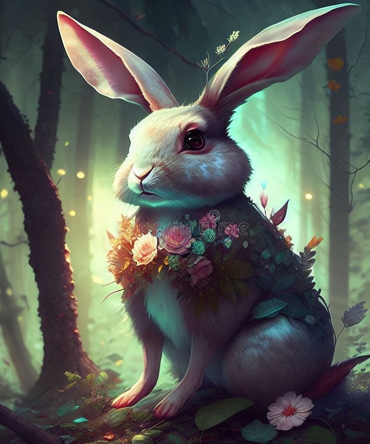 Forest Rabbit.generative Ai Stock Illustration - Illustration of mammal ...