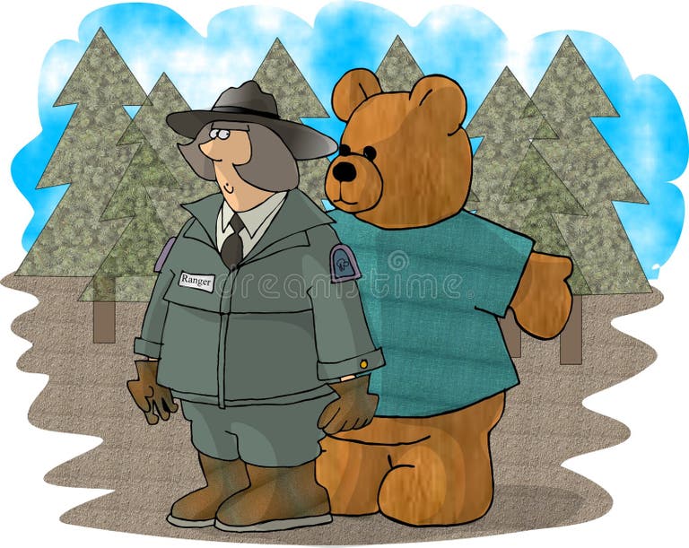 Forest Ranger and a bear stock illustration. Illustration of bear - 47964