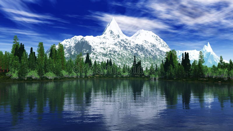 Forest in the Rays of the Setting Sun in the Fog Stock Illustration ...