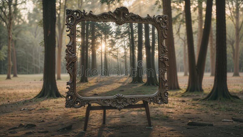 Forest Reflection Mirror Inside Forest Stock Illustration ...