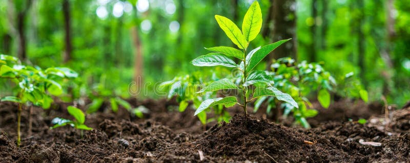 Forest Regeneration with Young Trees Planted Stock Image - Image of ...