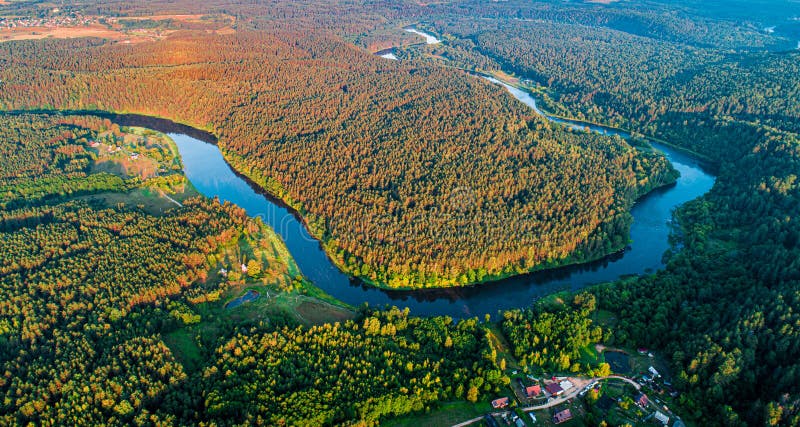 Forest and River, Aerial Landscape Stock Photo - Image of forest, green ...