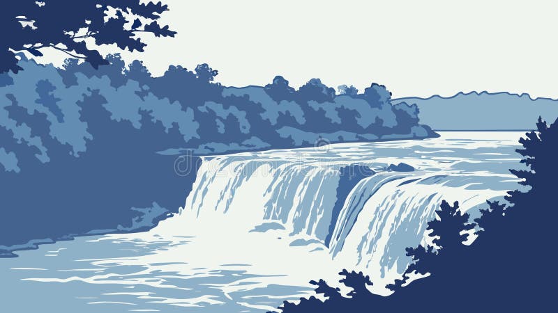 Forest River with Cascades, Peaceful Wilderness Stream, Vector Design Generative AI Stock Vector ...