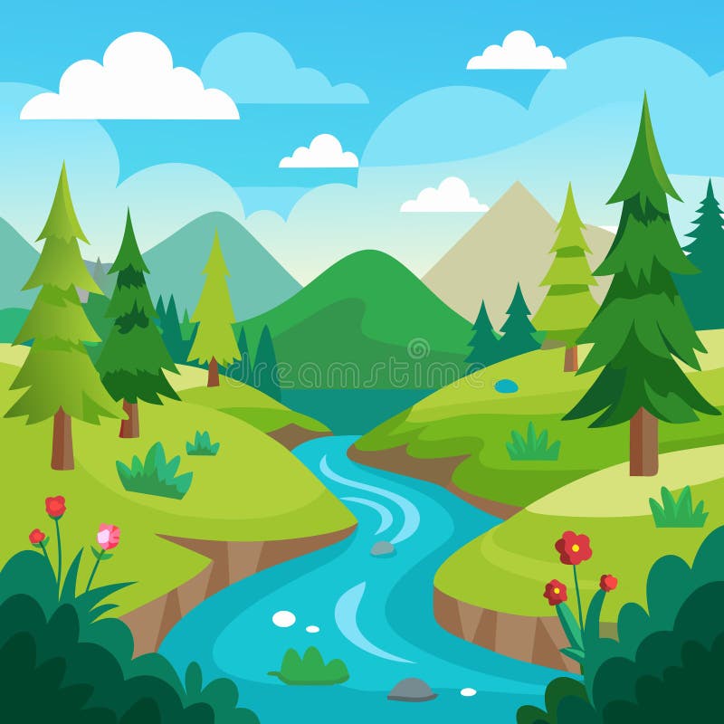Cartoon Landscape Stream Stock Illustrations – 8,380 Cartoon Landscape ...