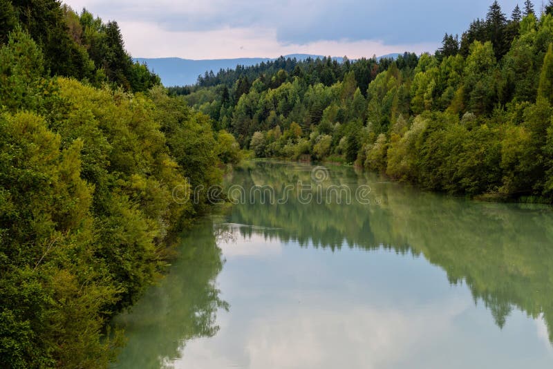 Forest River Reflection Landscape. Stock Photo - Image of forest ...