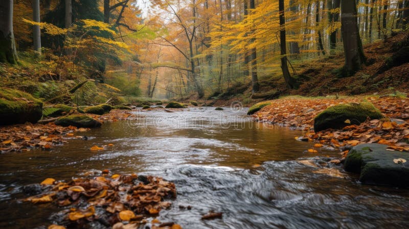 Forest River Rocks in Autumn. River Rocks in Forest Water Stock Photo ...