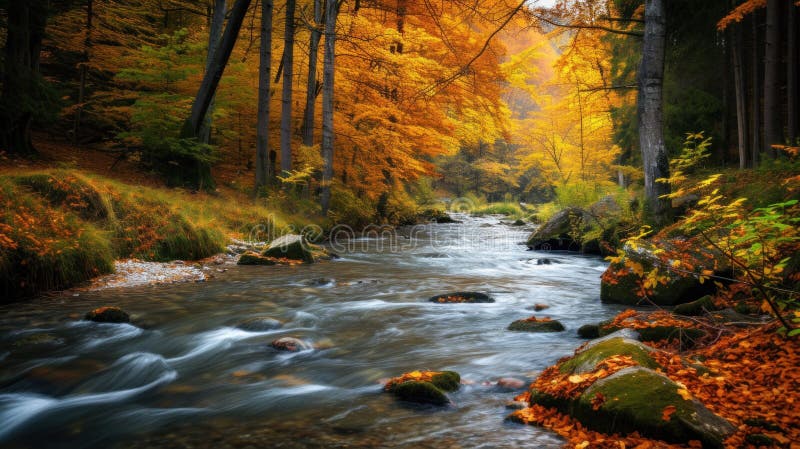 Forest River Rocks in Autumn. River Rocks in Forest Water Stock Image ...