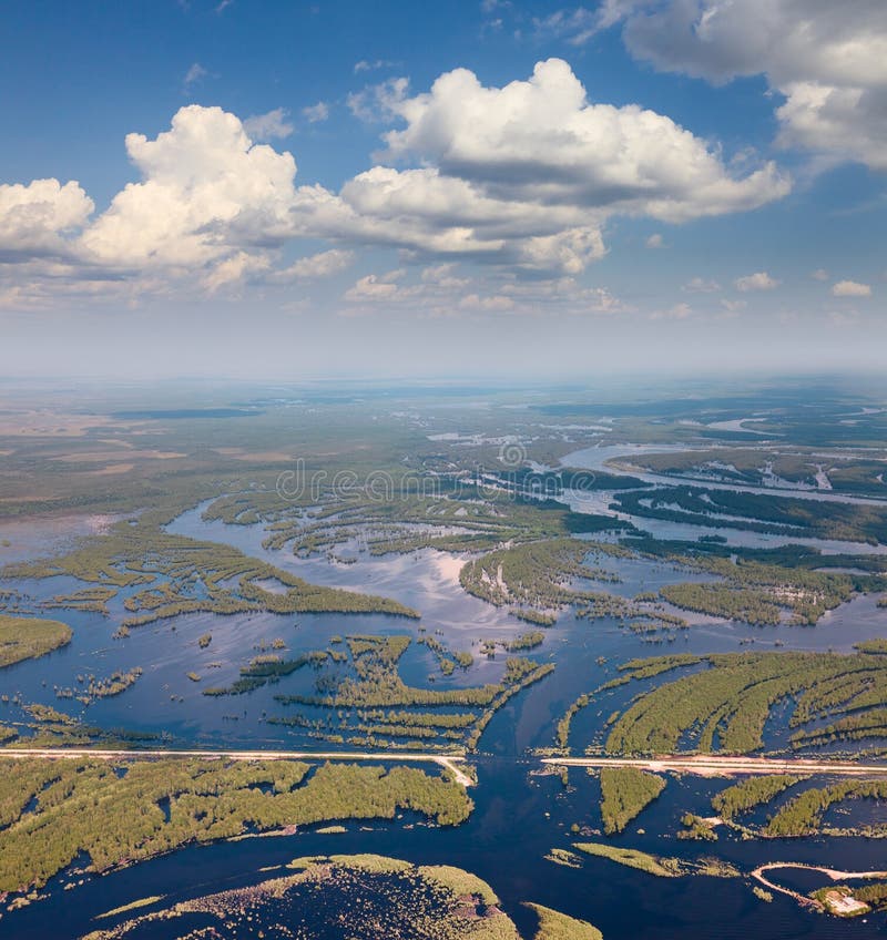 Forest River in Spring, Top View Stock Image - Image of green, nature ...
