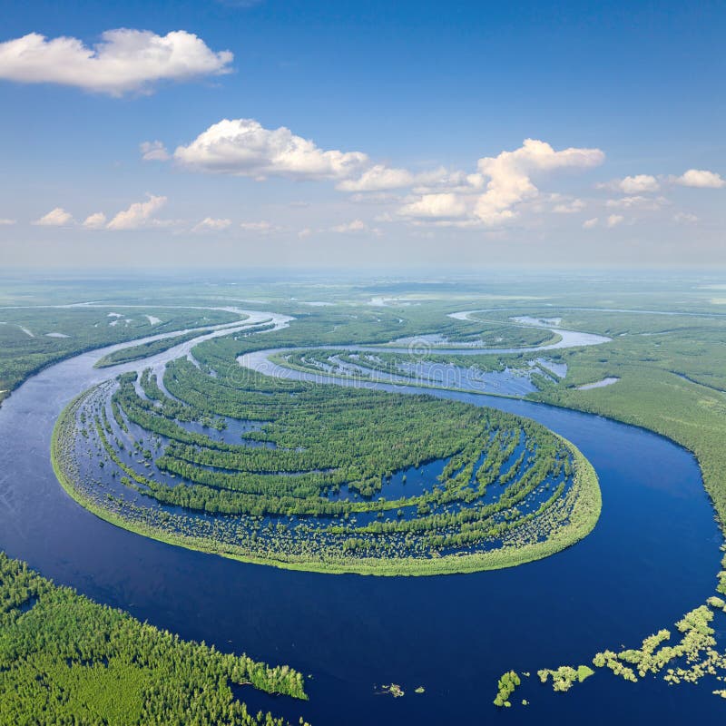 Forest River In Spring, Top View Stock Photo - Image of nature ...