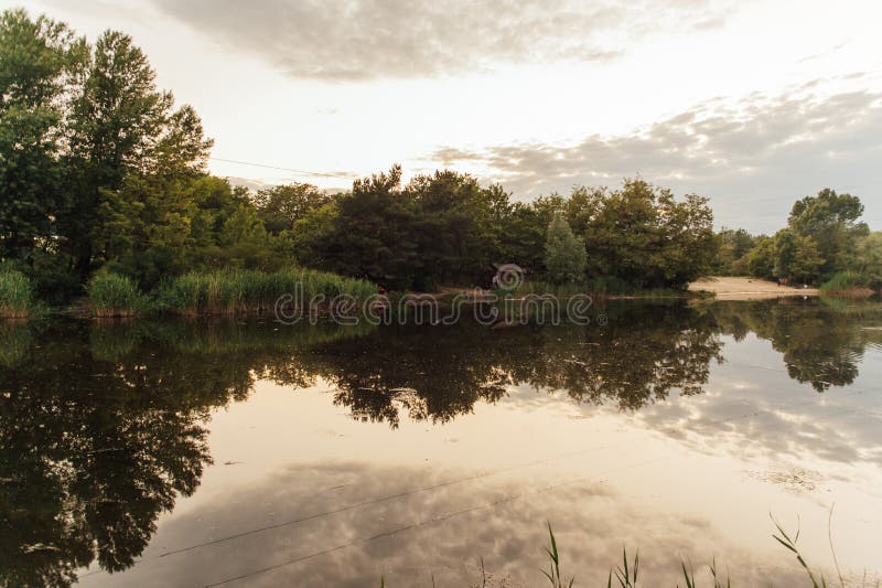 Forest River at Sunset. Beautiful Summer Landscape Stock Image - Image ...