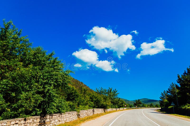 Forest Road and Blue Sky Its Beautiful Stock Image - Image of freeway ...
