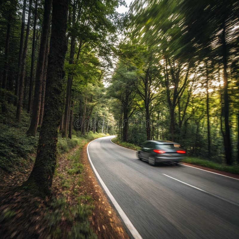 Motion Blur on a Forest Road Stock Illustration - Illustration of ...