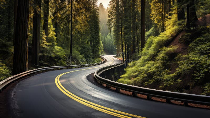 Forest road perspective stock illustration. Illustration of twists ...