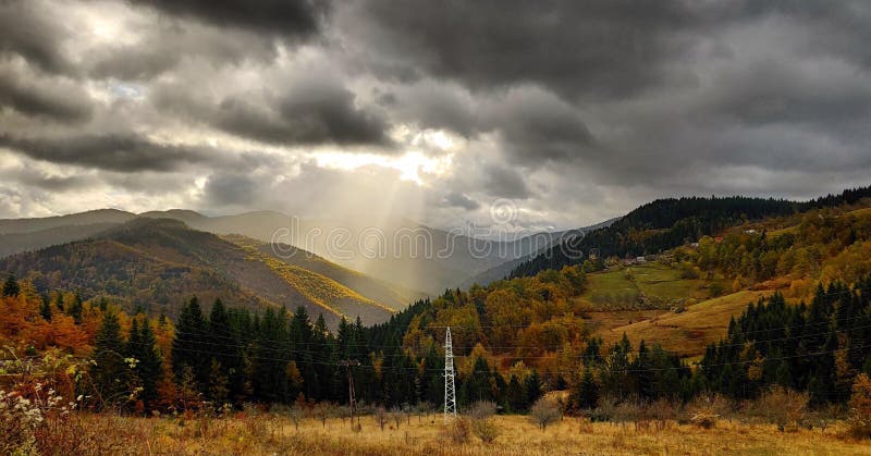 Sun rays in the fall. stock image. Image of autumn, rays - 251464297