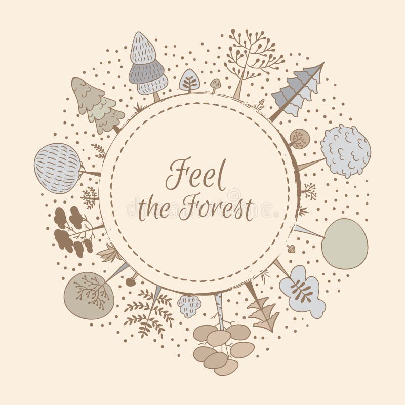Forest Trees Vector Stickers. Botanic Elements for Labels and Tags ...