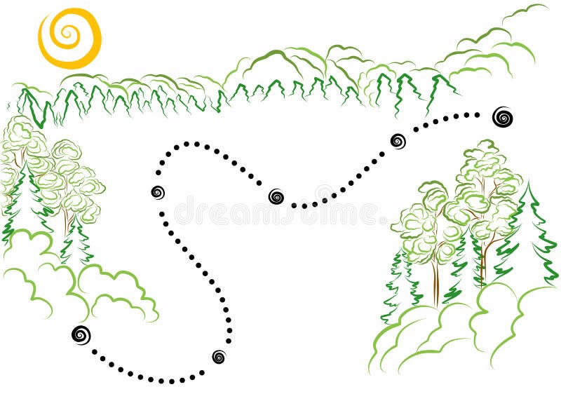 Color Images of Routes in the Forest Stock Vector - Illustration of ...