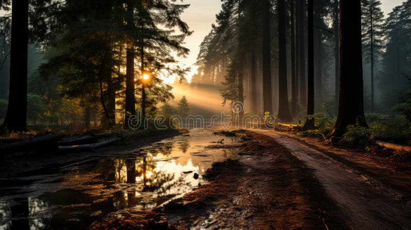 Forest S Awakening: a Serene Sunrise Stock Photo - Image of beginning ...