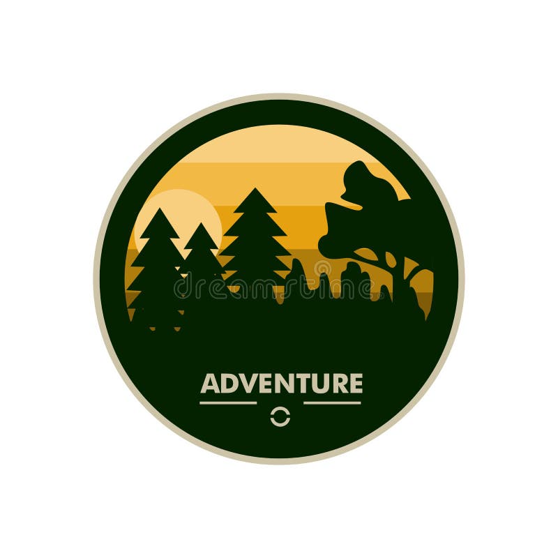 Forest Scene Adventure Round Circle Badge Design Stock Vector ...
