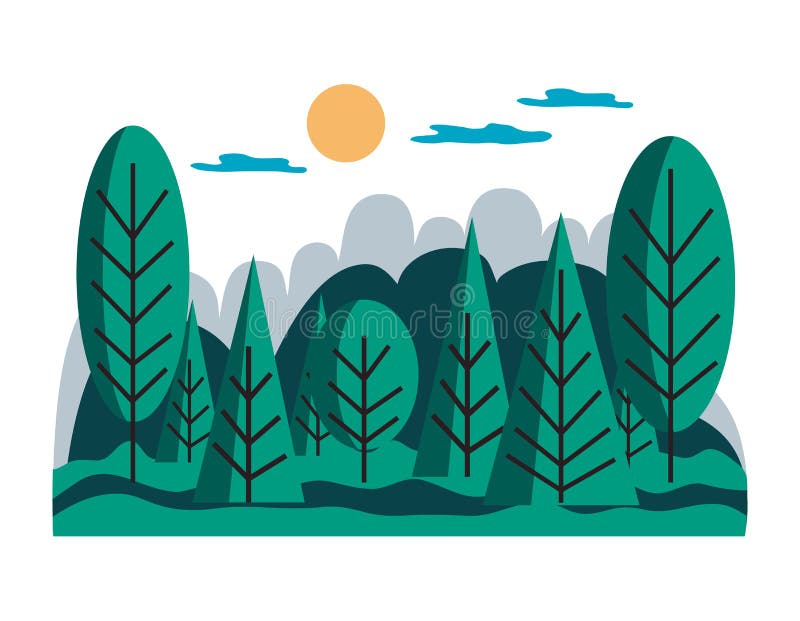 Forest Scenery Environment Composition Stock Vector - Illustration of ...