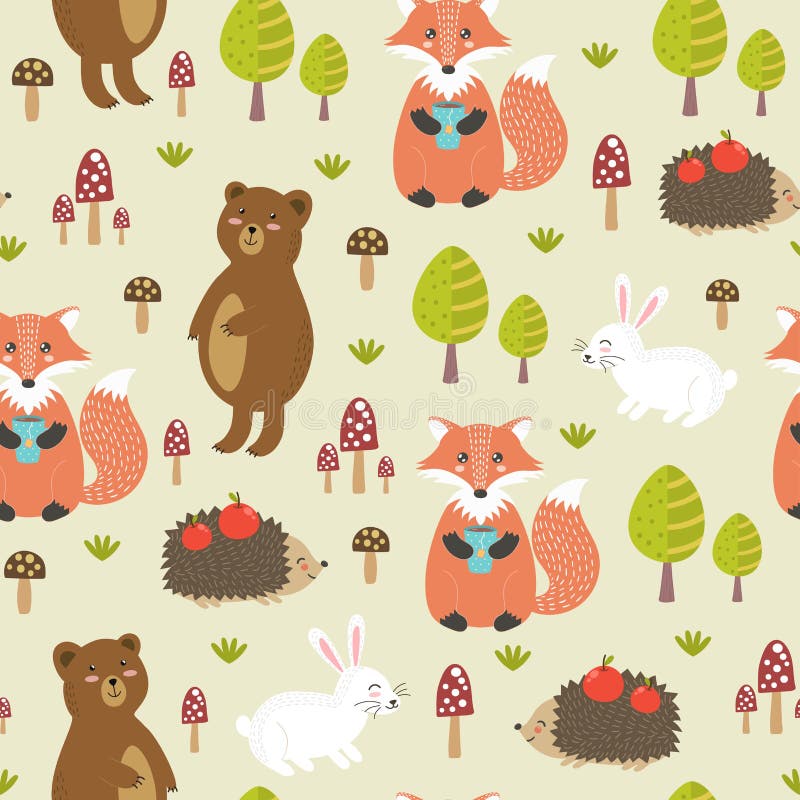 Forest Seamless Pattern. Jungle Pattern Background for Printing Stock ...