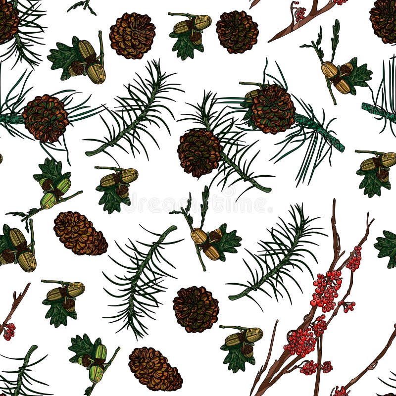 Forest seamless pattern. stock vector. Illustration of botanical ...