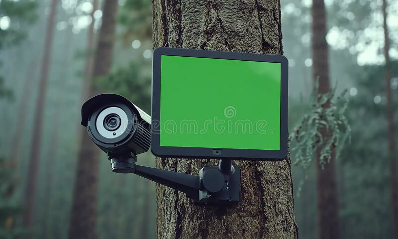 Forest Security Camera with Tablet Display Stock Video - Video of ...