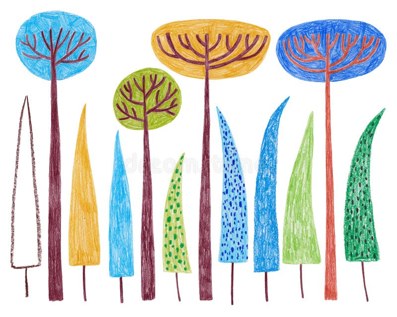 Colored Pencil Trees Stock Illustrations – 205 Colored Pencil Trees ...