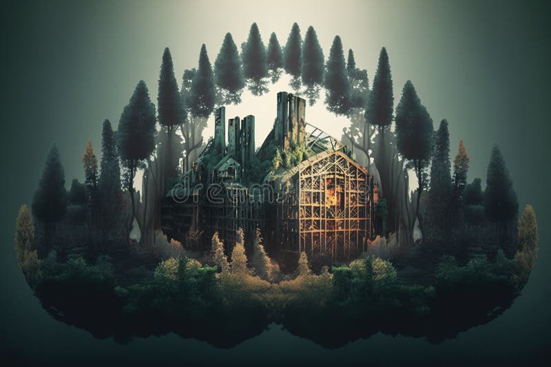 A Forest in the Shape of a Factory, Created with Generative AI ...