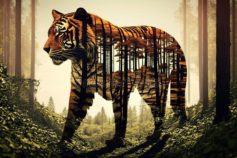 A Forest in the Shape of a Tiger, Created with Generative AI Technology ...