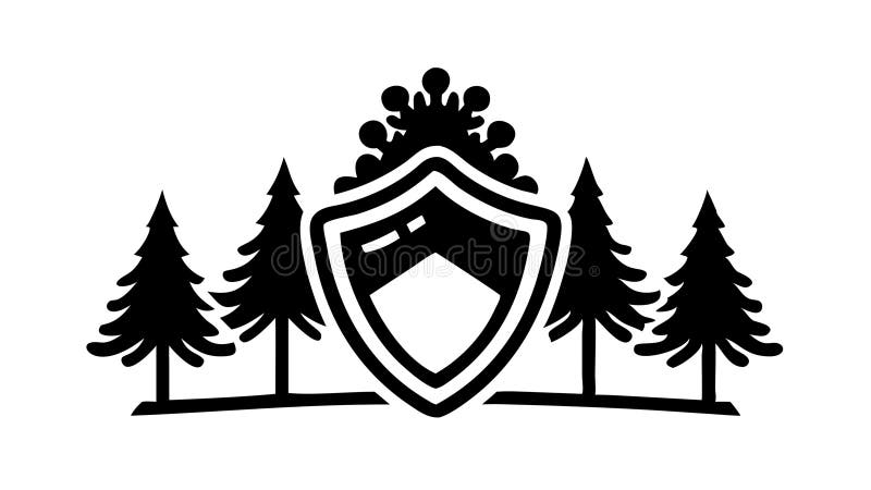Forest and Shield Black Icon, Nature Conservation, Vector Design ...