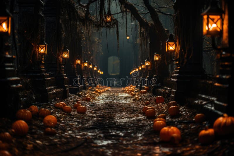 Forest Sinister Path a Halloween Tale of Pumpkin and M Stock ...