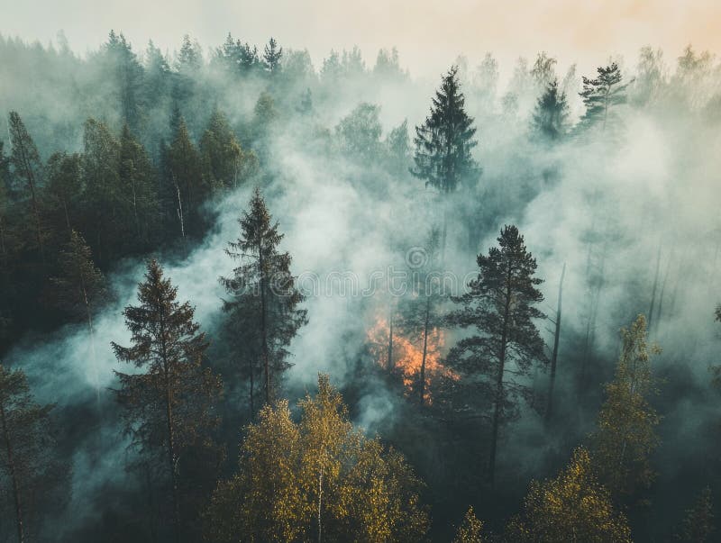 Forest smog stock image. Image of nature, hazy, smoke - 381986331