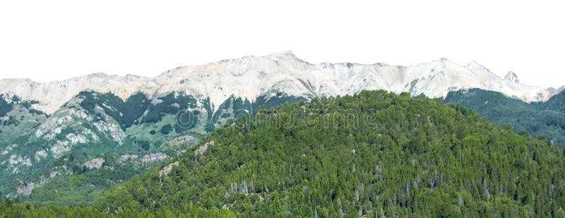 Forest and Snowy Mountains Landscape Isolated Photo Stock Image - Image ...