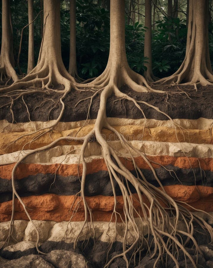 Forest Soil Layers and Roots in Nature Context. Stock Photo - Image of ...