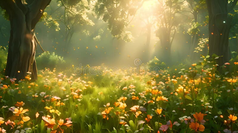 Forest in the Spring with Sunlight Shining Trough Trees, Sunny Magical ...
