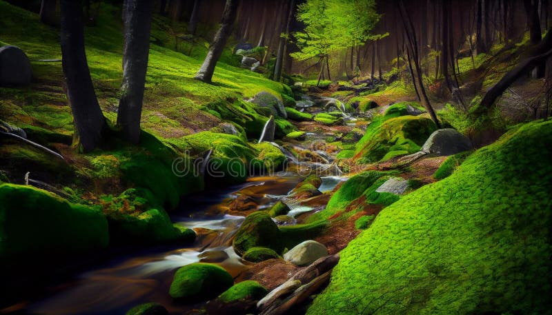 Forest and Steam in the Springtime Ai Generated Stock Illustration ...