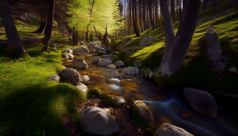 Forest and Steam in the Springtime Ai Generated Stock Illustration ...
